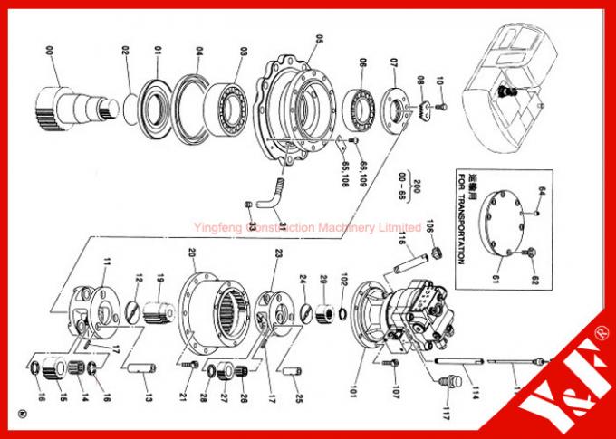 High Precision Jcb Js220 Track Excavator Gearbox Assembly Long Life